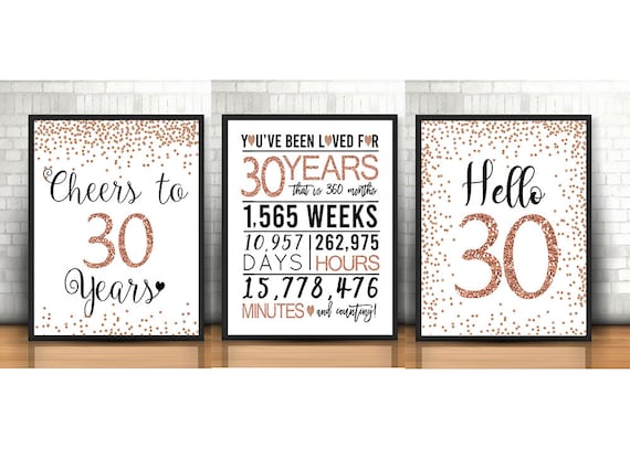 30th Birthday Signs Bundle Cheers to 30 Years Hello 30 | Etsy