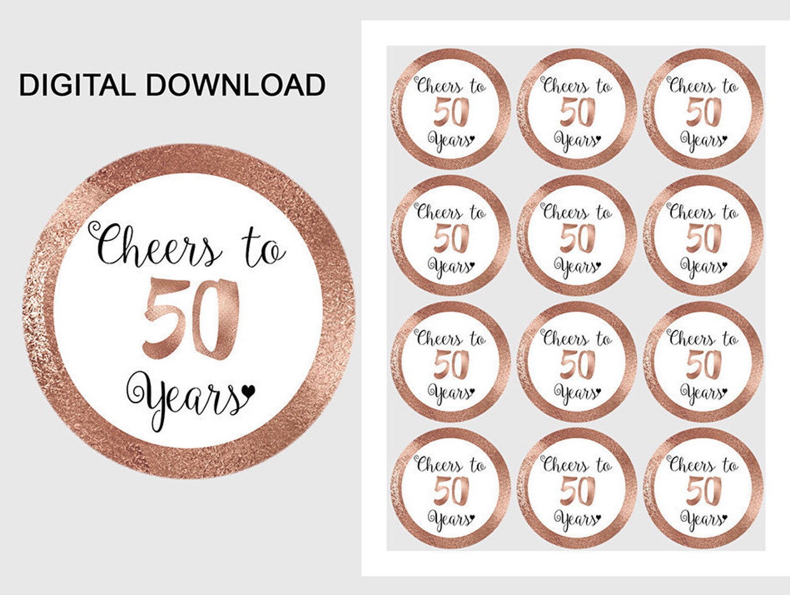 Cheers to 50 Years Cupcake Toppers Happy 50th Birthday Favor - Etsy
