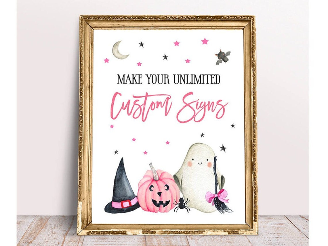 Editable Halloween Baby Shower Sign, 8x10, Printable Pink Halloween ...
