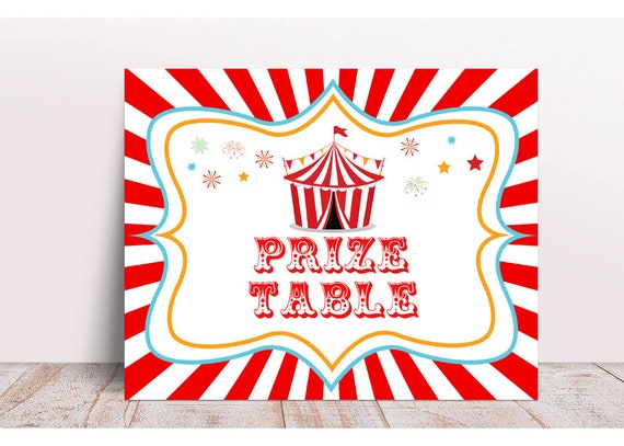 Carnival Birthday Signs Carnival Prizes Table Sign Circus - Etsy