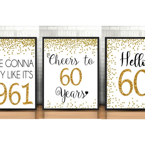 60th Birthday PRINTABLE Sign Pack 60th Birthday DIGITAL | Etsy UK