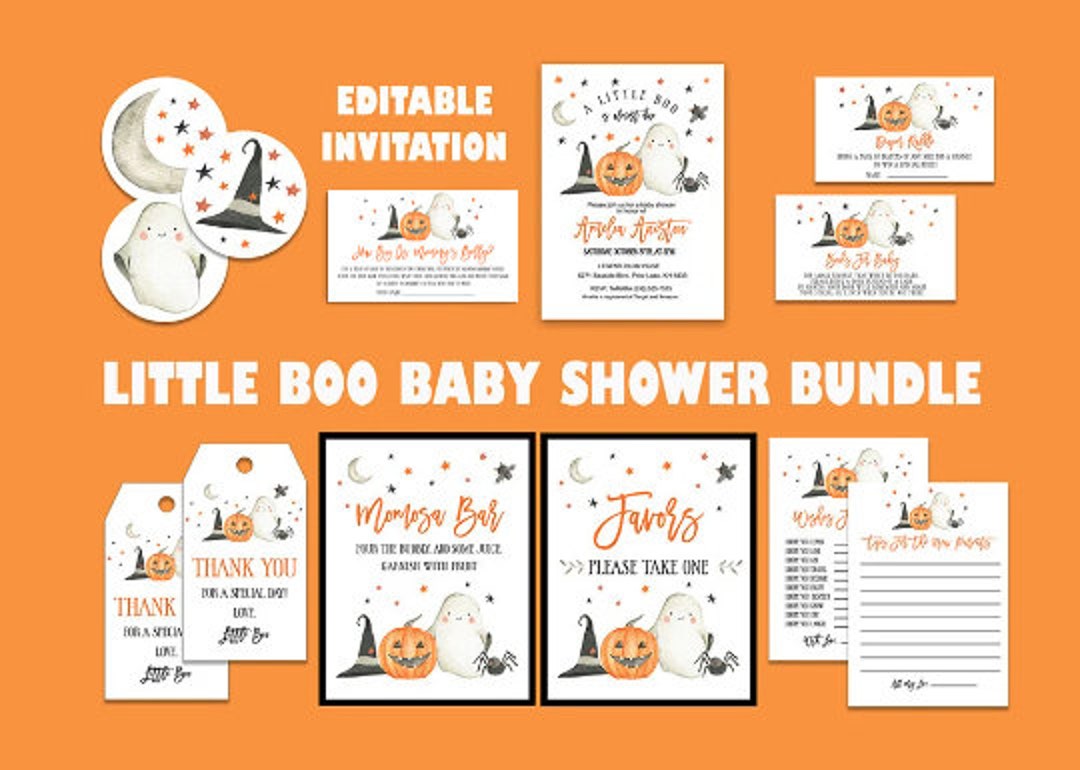 Halloween Baby Shower Bundle, Halloween Little Boo Pack, Printable ...