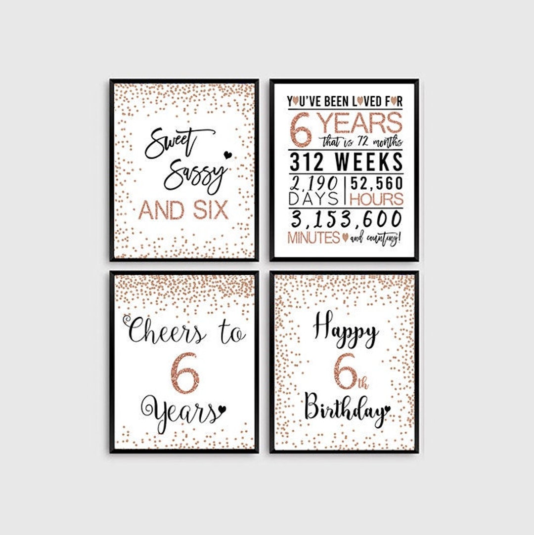 6th Birthday Signs Bundle, Cheers to 6 Years, Sweet Sassy and Six ...