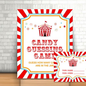 Editable Carnival Baby Shower, Candy Guessing Game, Printable Baby ...
