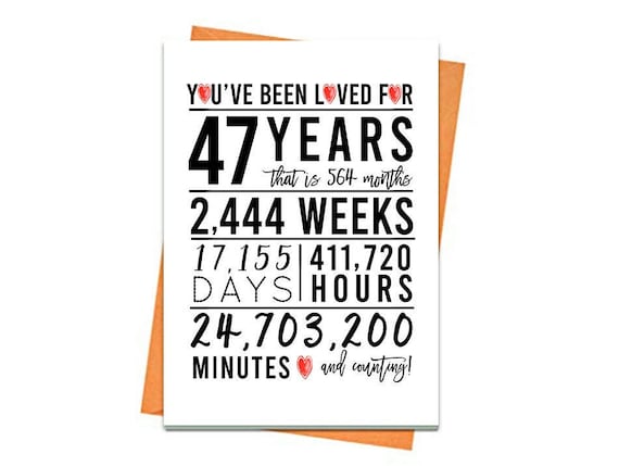 47th Birthday Card Printable Birthday Card 47th Birthday | Etsy