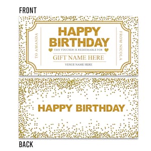 Editable Happy Birthday Custom Gift Voucher, Template, Printable ...