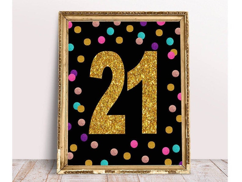 21st Birthday Sign, 8x10, 5x7, Cheers to 21 Years, Happy 21st Birthday ...