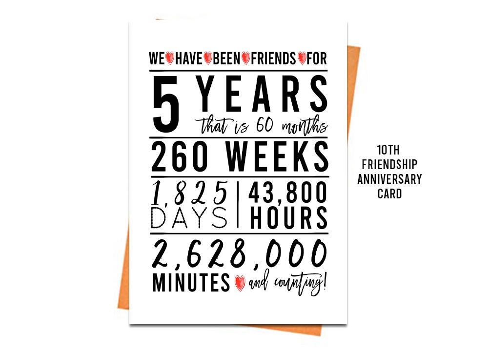 5th Friendiversary Card, Printable Card for Best Friend, 5th Printables ...