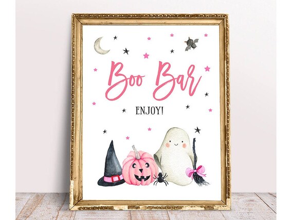Pink Halloween Boo Bar Sign Printable Party Decor Drink Bar - Etsy