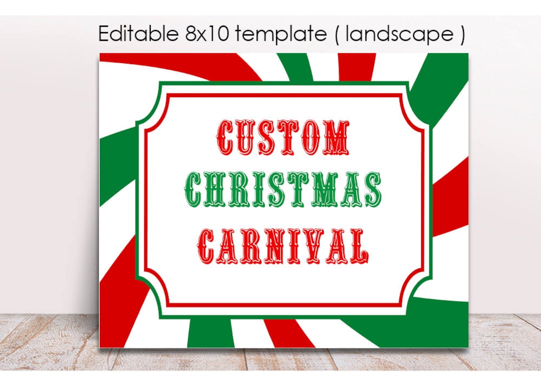Editable Christmas Carnival Party Signs, Printable, 8x10 Landscape ...
