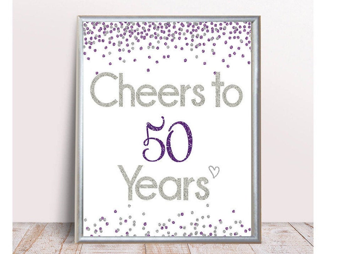Silver and Purple 50th Birthday, Cheers to 50 Years, Happy 50th ...