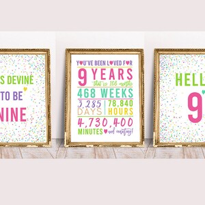 9th Birthday Signs Bundle Cheers to 9 Years It's Devine - Etsy
