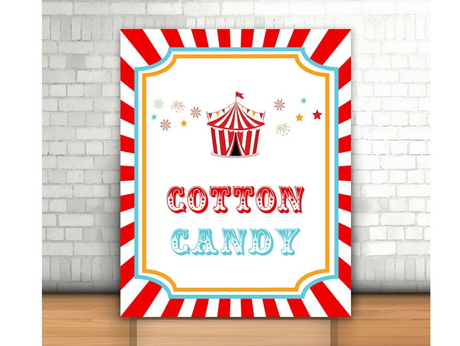 Cotton Candy Circus Signs Custom Cotton Candy Sign, Choose Your Text,