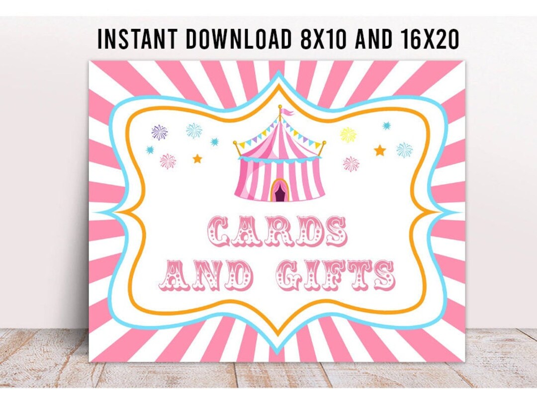Pink Carnival Birthday Signs, Carnival Printable Cards and Gifts ...