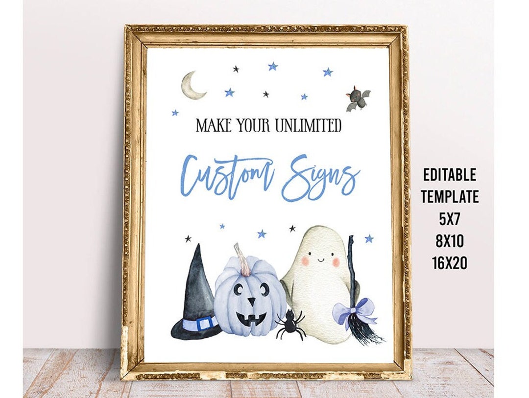 Editable Halloween Baby Shower Sign, Printable Boy Halloween Baby ...