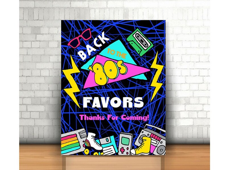 Retro Favors Sign, Printable Retro Party Sign, Back to the 80s ...