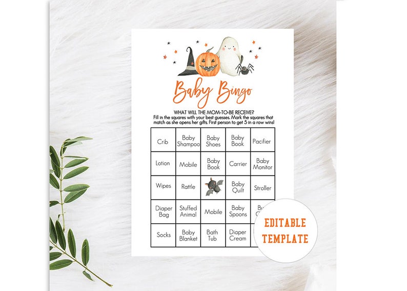 Halloween Baby Bingo, Little Boo Baby Shower Game, Printable Bingo ...