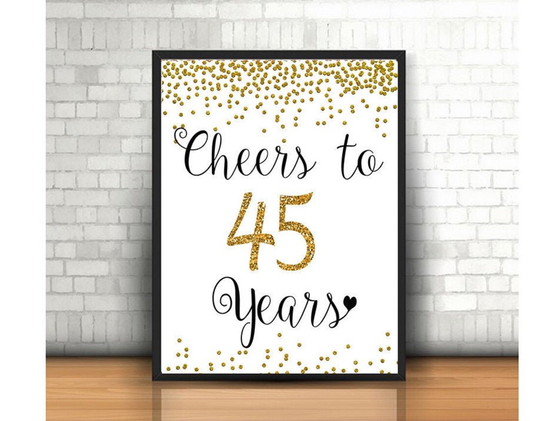 45th Birthday Decoration 45th Birthday Signs Bundle Cheers | Etsy