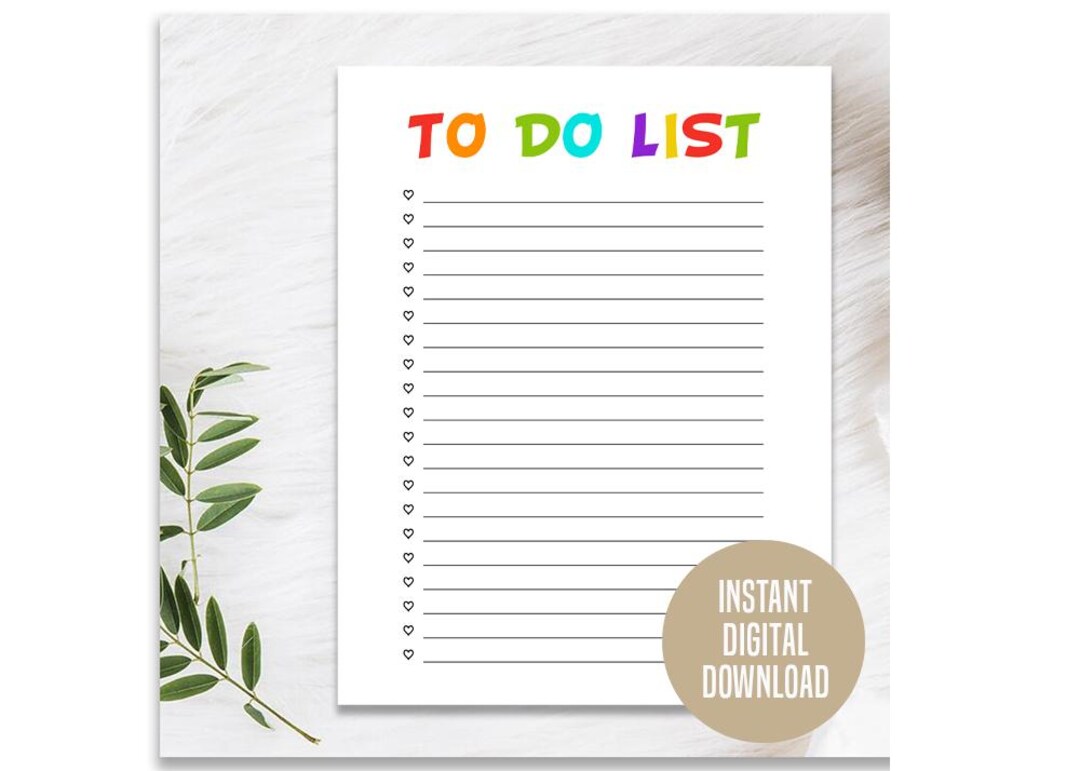 Rainbow to Do List Printable, Every Day to Do, Simple Tasks List ...