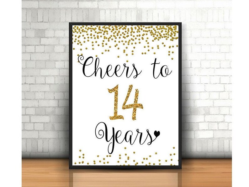 Gold 14th Birthday Decoration 14th Birthday Signs Bundle - Etsy