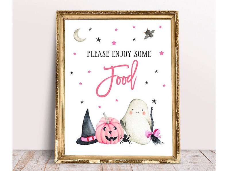 Pink Halloween Food Sign Halloween Party Decor Halloween - Etsy