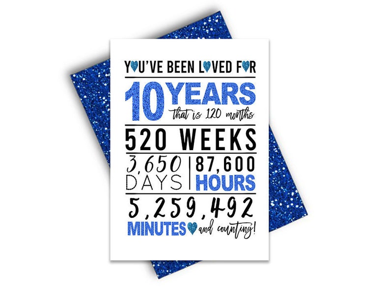 Blue 10th Birthday Card Printable Birthday Card 10th | Etsy
