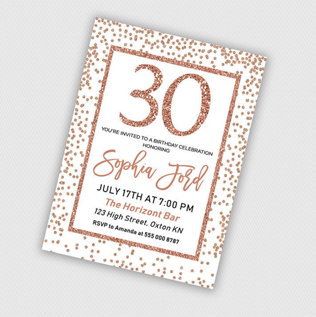 Rose Gold Invitation, Rose Gold Invite, Rose Gold Birthday Invitation ...