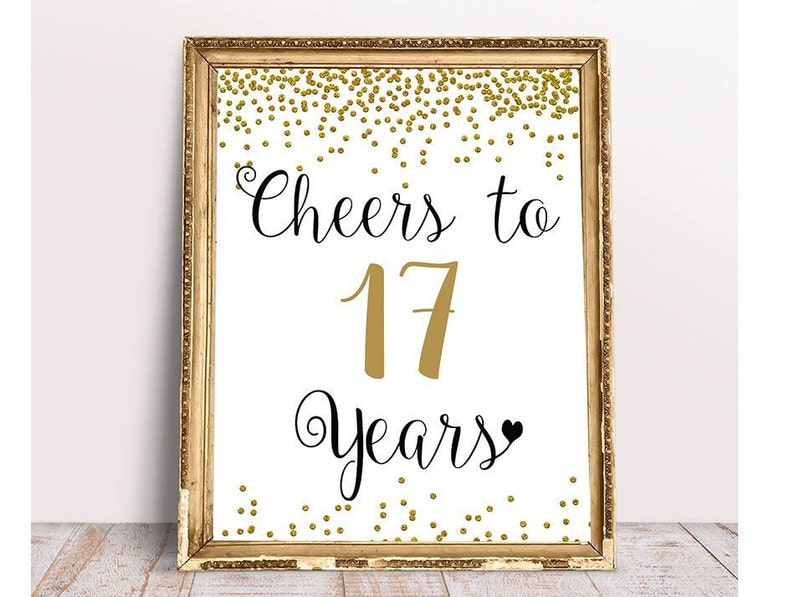 Cheers to 17 Years 4x6 5x7 8x10 11x14 17th Birthday Sign - Etsy