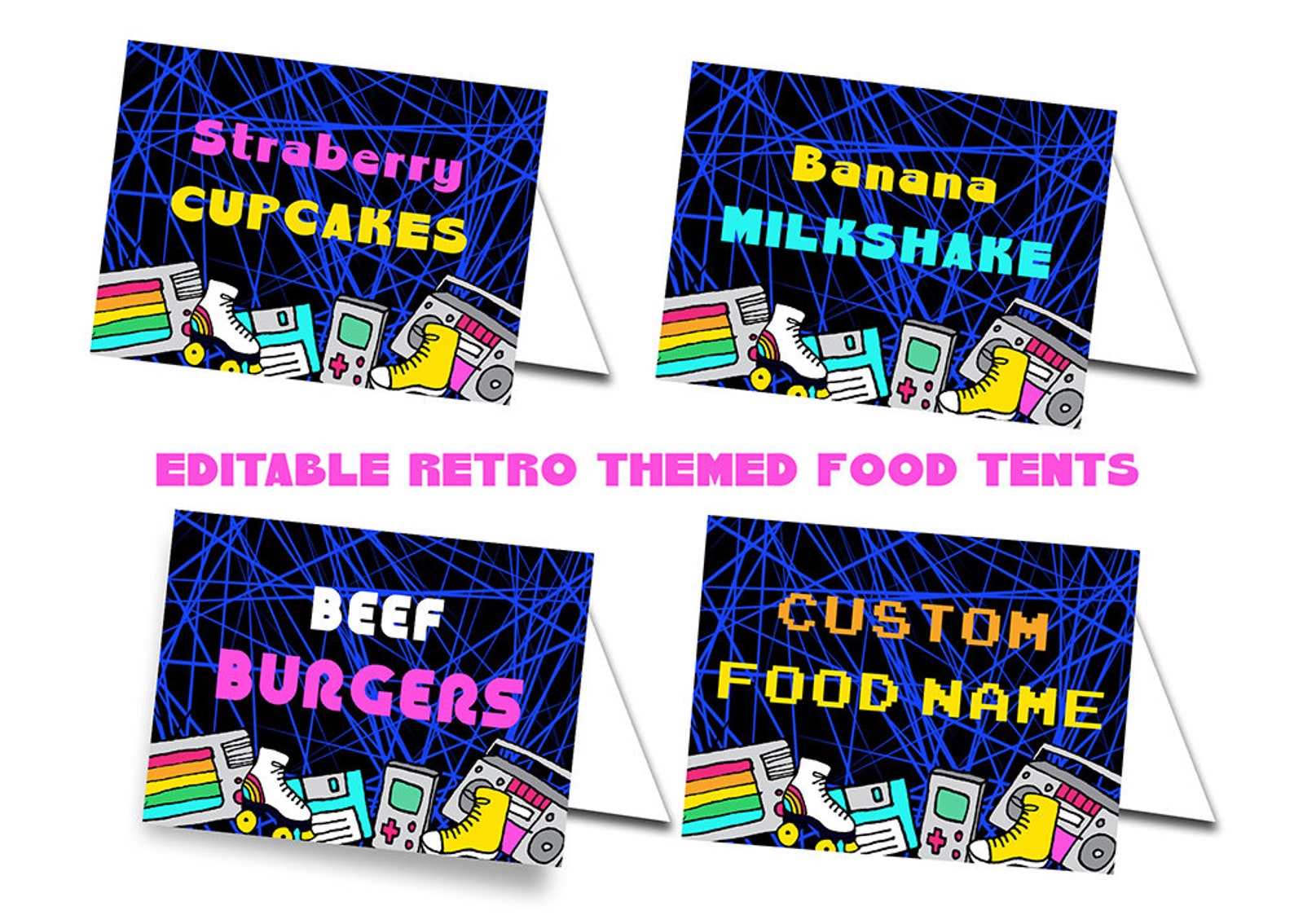 Retro Theme Party Bundle, Invitations & Decorations, Printable Package ...