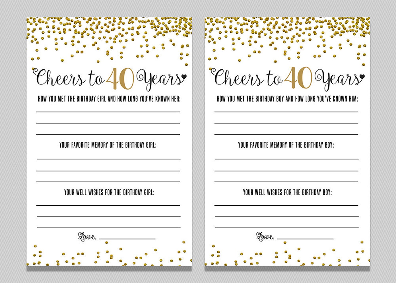 40th Birthday Pack 40th Birthday Game 40th Birthday Activity | Etsy