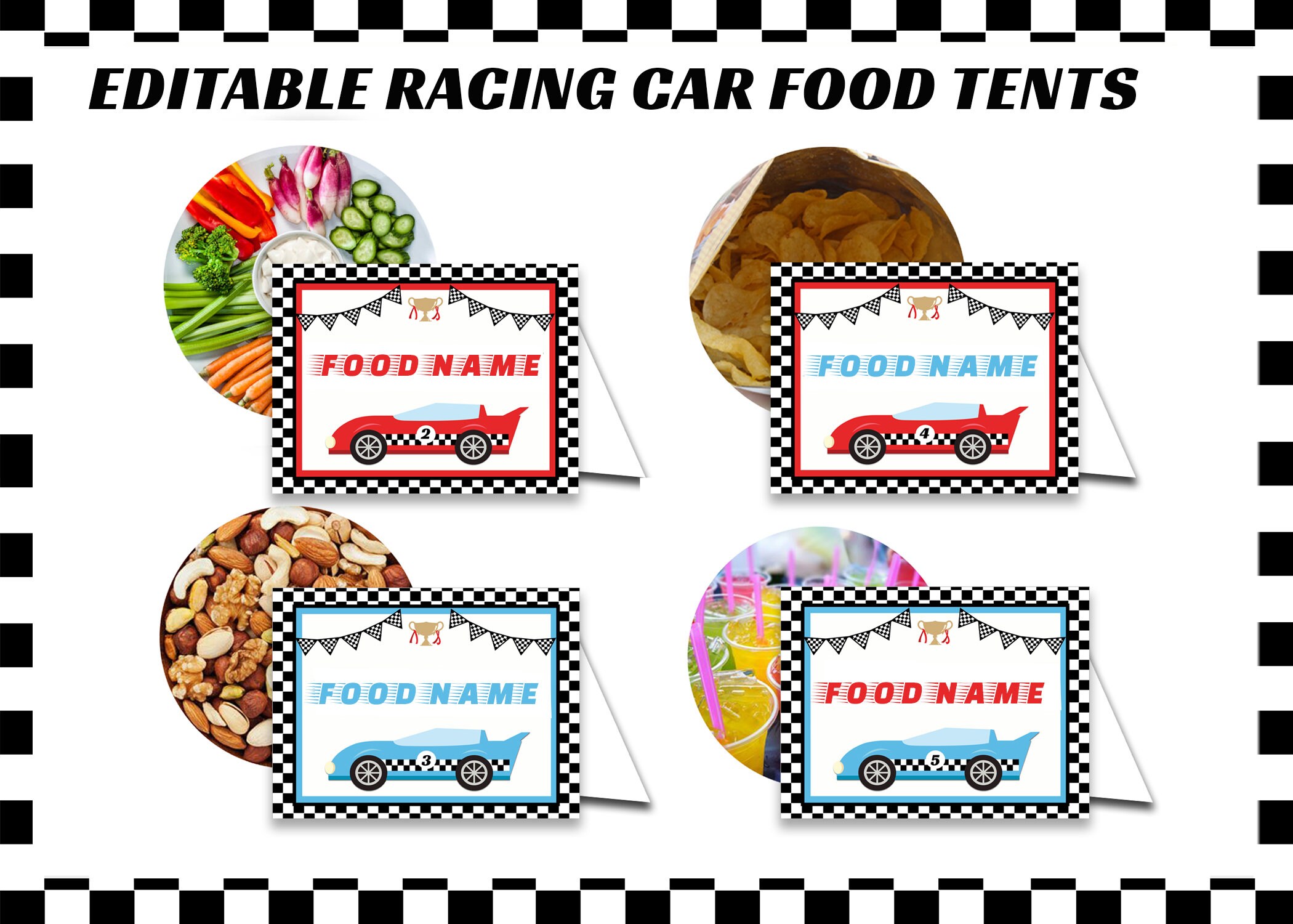 Editable Racing Car Food Tent, Printable, Race Car Template, Racing Car ...