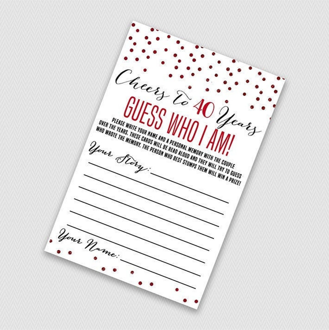 40th Anniversary Game Cards 40th Anniversary Bundle 40th - Etsy