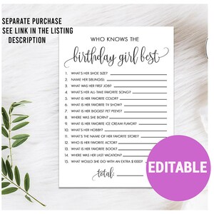 Favorite Memory of the Birthday Girl, Editable Favorite Memory Game ...