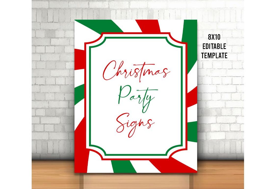 Editable Christmas Party Signs, Printable, Christmas Candy Design ...