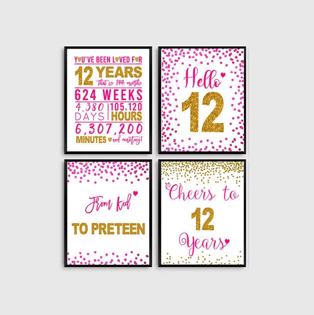 12th Birthday Signs Bundle, Cheers to 12 Years, Hello 12, From Kid to ...
