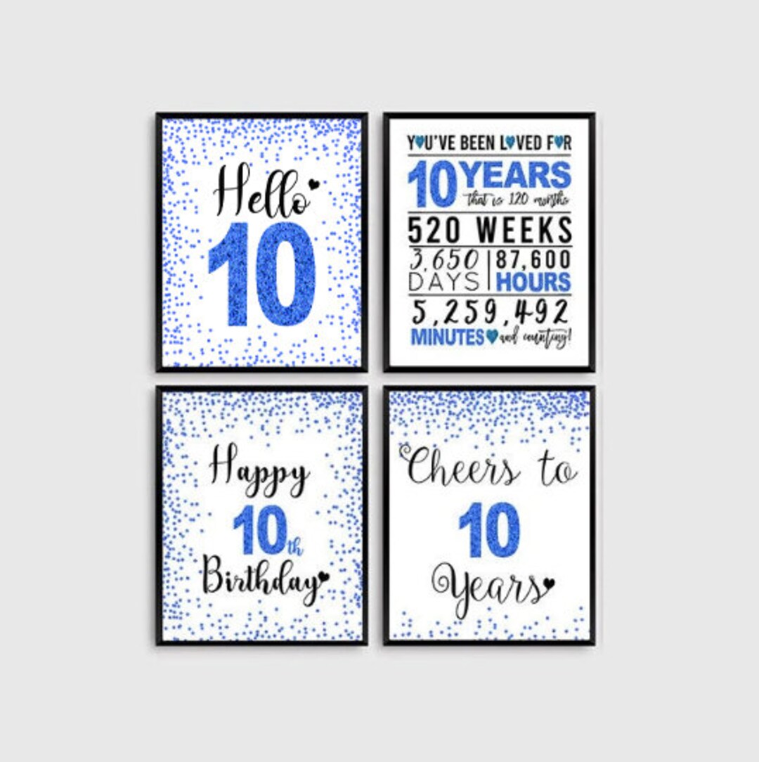 10th Birthday Signs Bundle, 8x10, Cheers to 10 Years, Hello 10, Happy ...