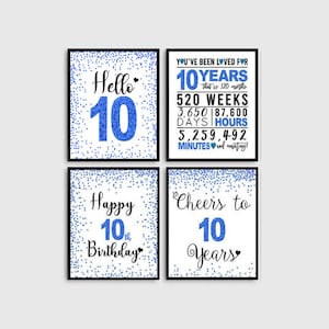 10th Birthday Signs Bundle, 8x10, Cheers to 10 Years, Hello 10, Happy ...