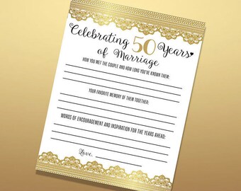 Printable Anniversary Party Sheets Gold Game Card 50th | Etsy