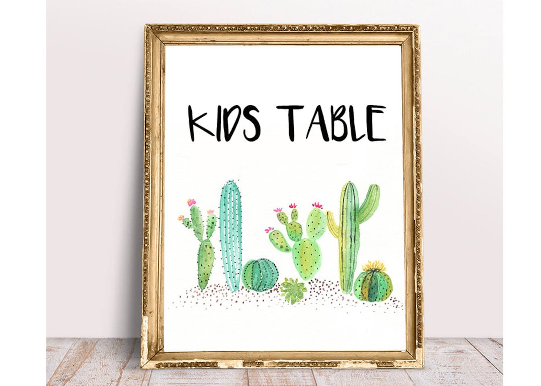Kids Table Sign, Cactus Kids Table, Wedding Kids Printable, Table Sign ...