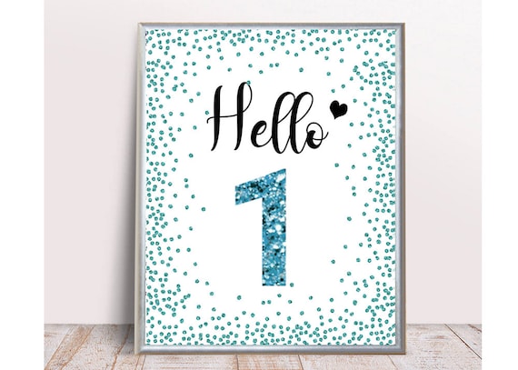 Hello 1 Printable Sign 1st Birthday Sign 1st Anniversary - Etsy