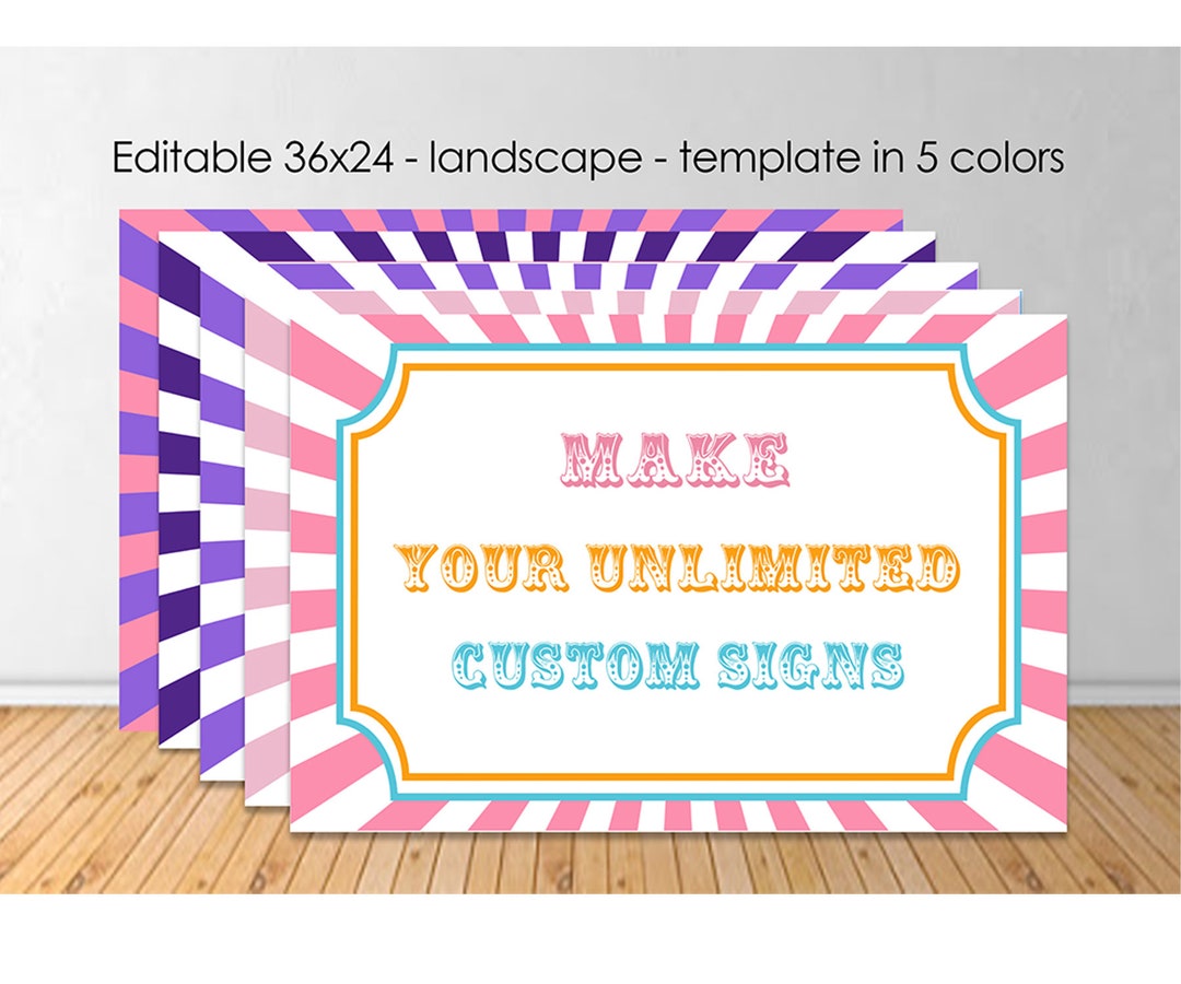Editable Carnival Party Sign, 36x24, Printable Circus Welcome Sign ...