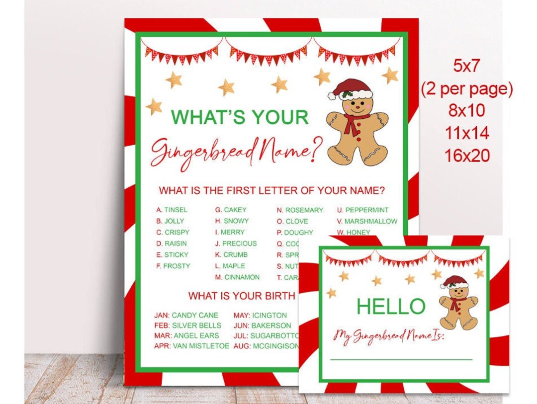 What's Your Gingerbread Name Game, Printable, Gingerbread Name ...