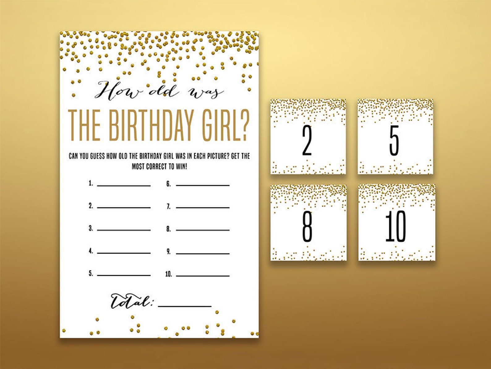 Gold Birthday Party Games Who Knows the Birthday Girl Best | Etsy
