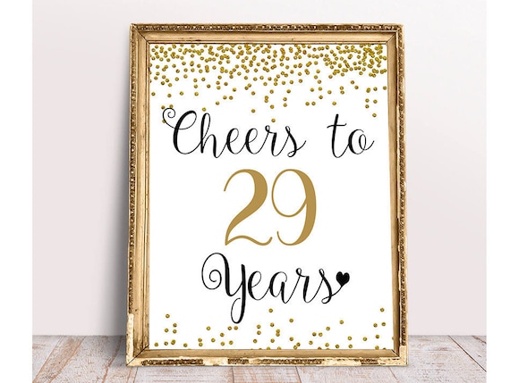 Gold 29th Birthday Sign 29th Birthday Party Decoration - Etsy