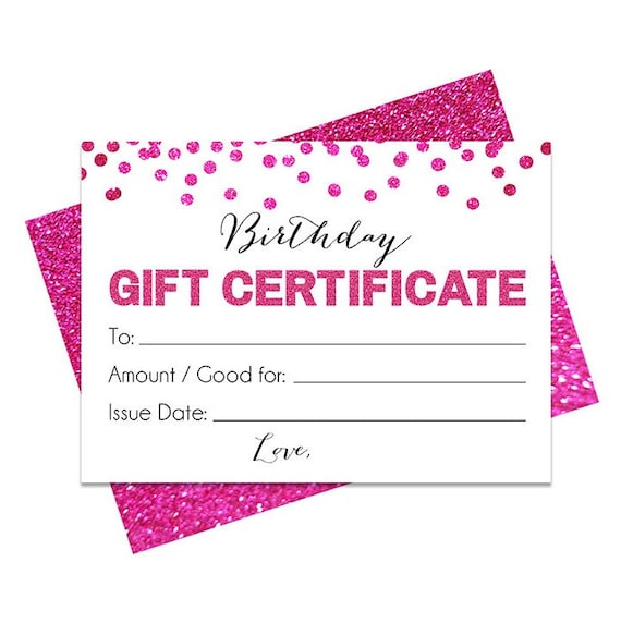 Hot Pink Gift Certificate Printable Gift Card Gift Voucher | Etsy