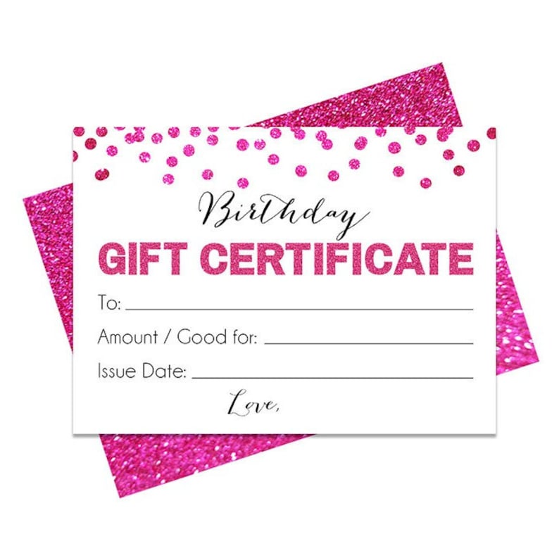 Hot Pink Gift Certificate Printable Gift Card Gift Voucher - Etsy
