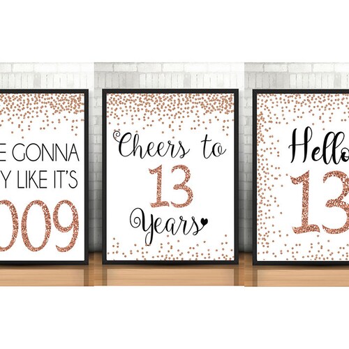 13th Birthday Signs Bundle Cheers to 13 Years Hello 13 - Etsy