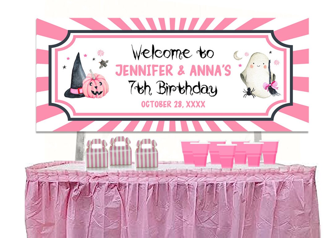 Editable Halloween Birthday Party Welcome, 29.5x12.3, Printable ...