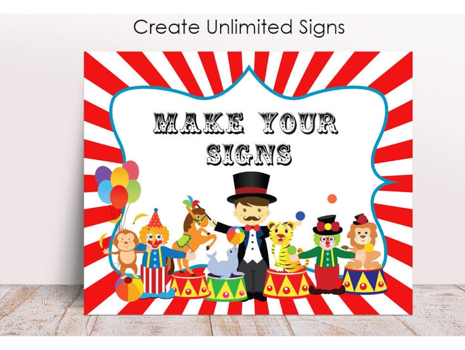 Editable Circus Party Sign Printable Carnival Animals Decor - Etsy