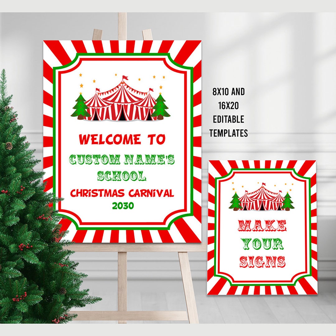 Editable Christmas Carnival Welcome Sign, Printable Carnival Welcome ...